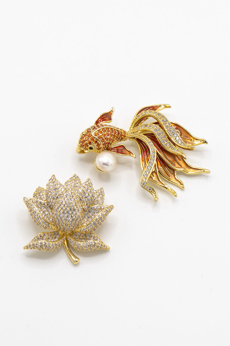 Gilded Koi Brooch 2-Piece Set – Eye Candy Los Angeles